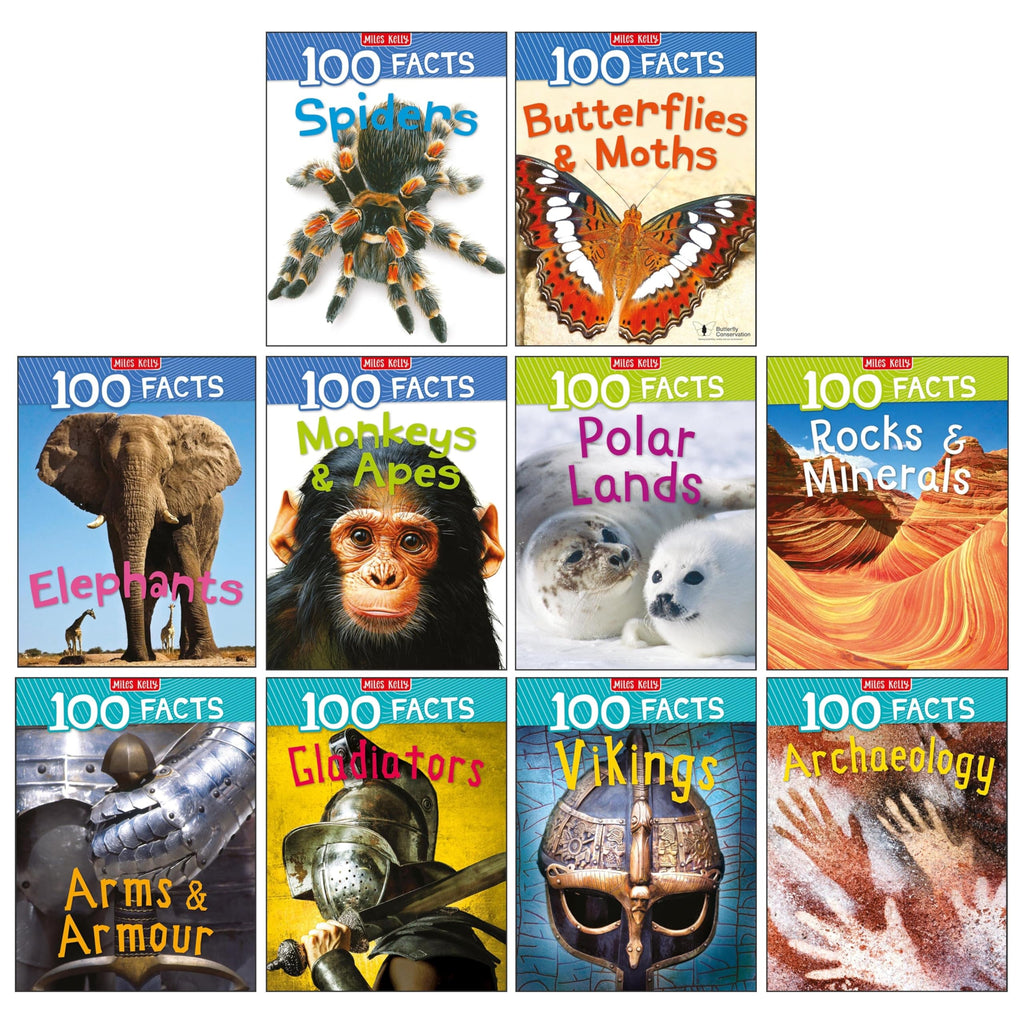 100 Facts Series 10 Books Collection Set (100 Facts: Spiders, Butterfl