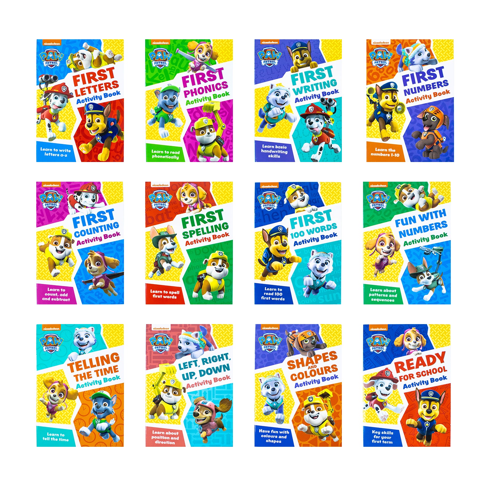 Paw Patrol Get set for school Activity 12 Books Collection Set (First