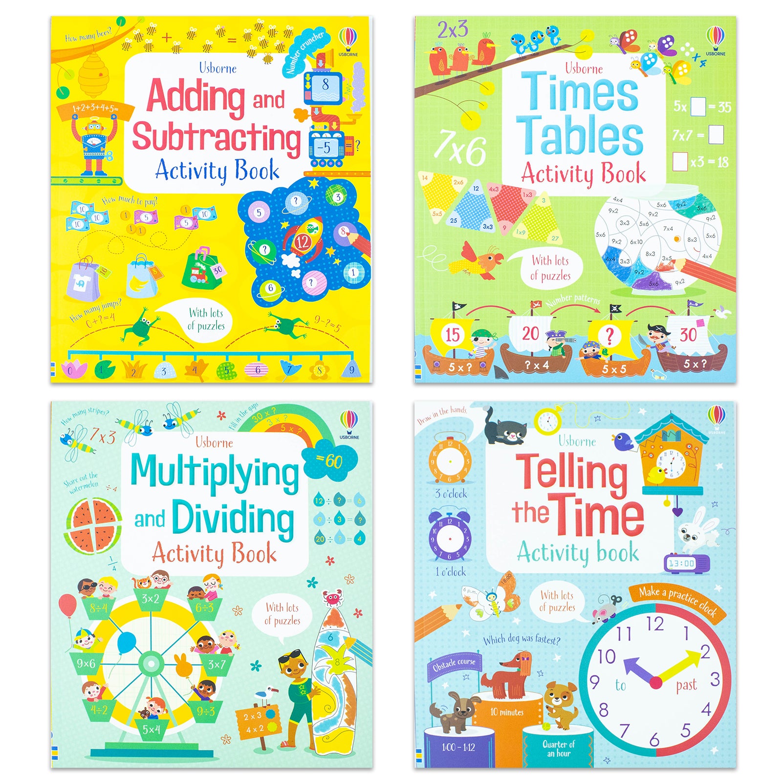 Children Usborne Educational Workbooks 4 Books Set (Addition & Subtrac