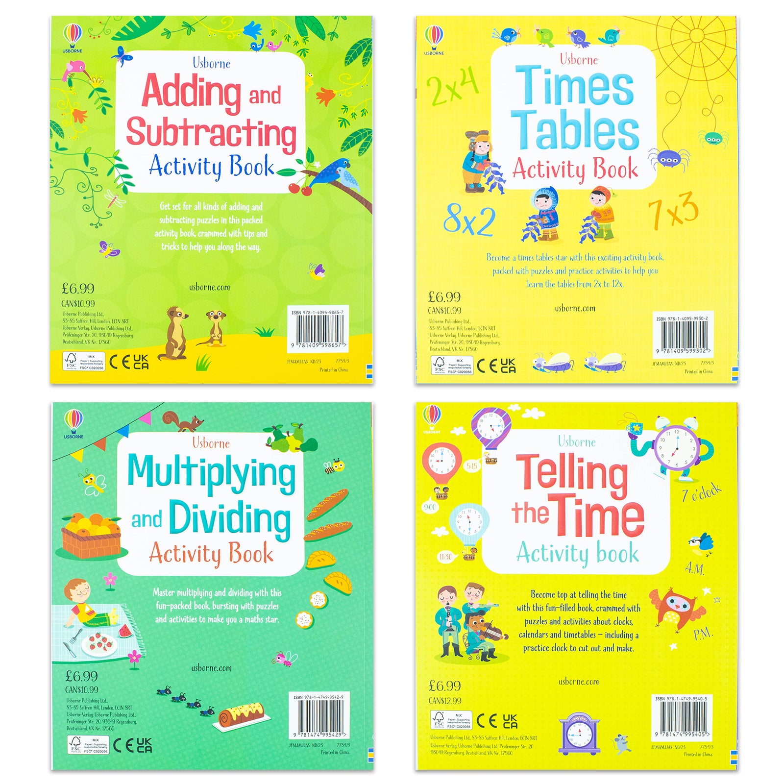 Children Usborne Educational Workbooks 4 Books Set (Addition & Subtrac