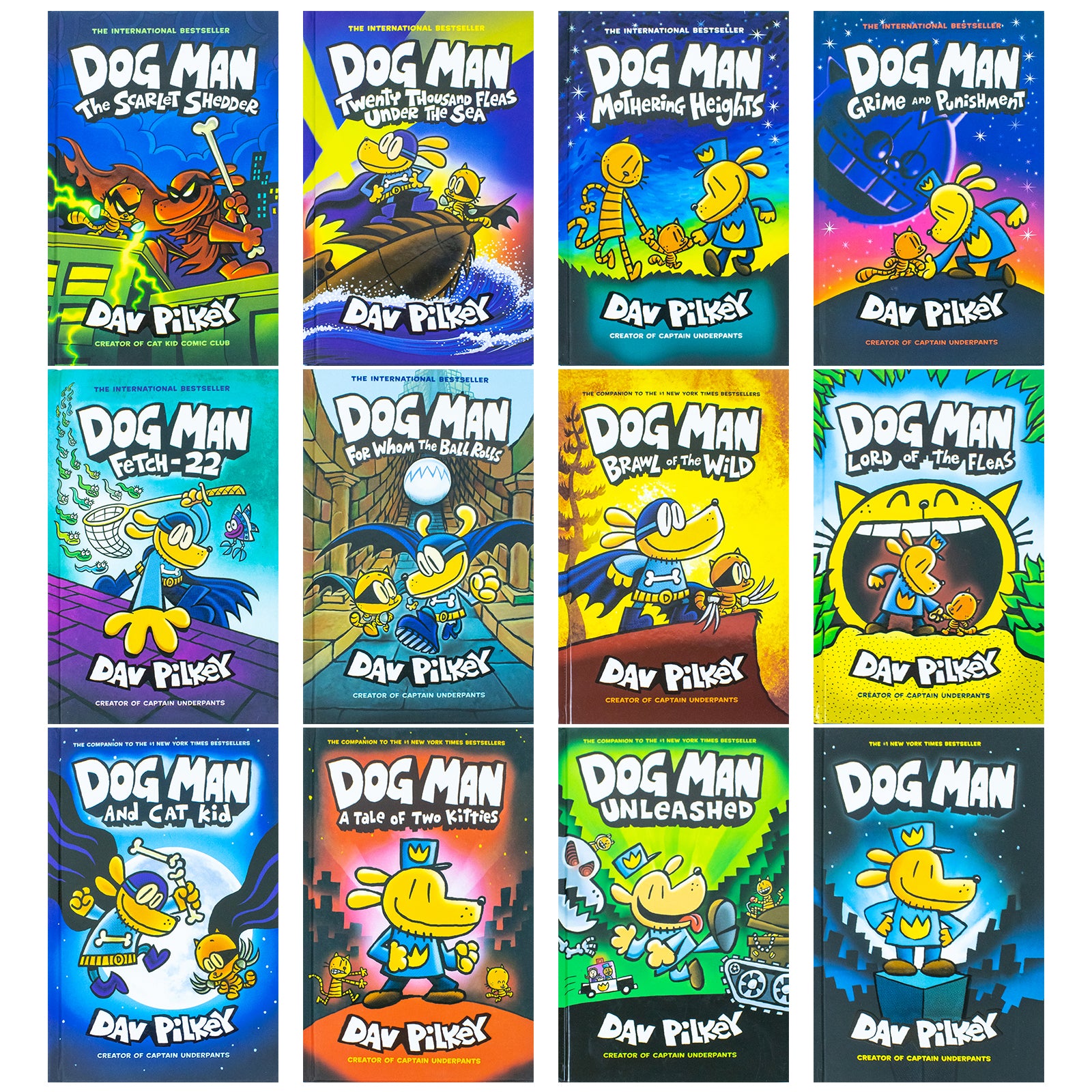 Dog Man Series 1-12 Books Collection Set By Dav Pilkey (Dog Man, Unlea