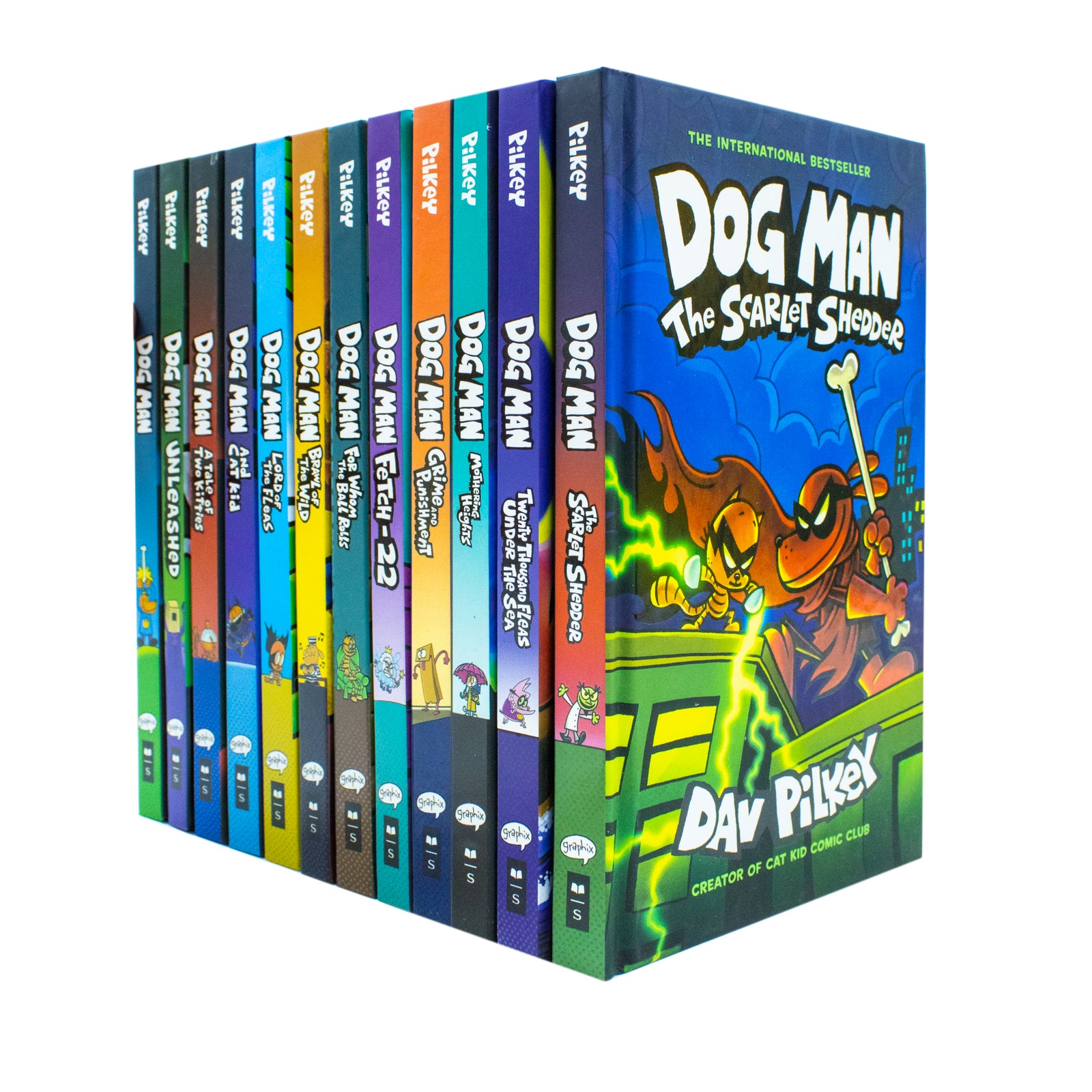 Dog Man Series 1-12 Books Collection Set By Dav Pilkey (Dog Man, Unlea