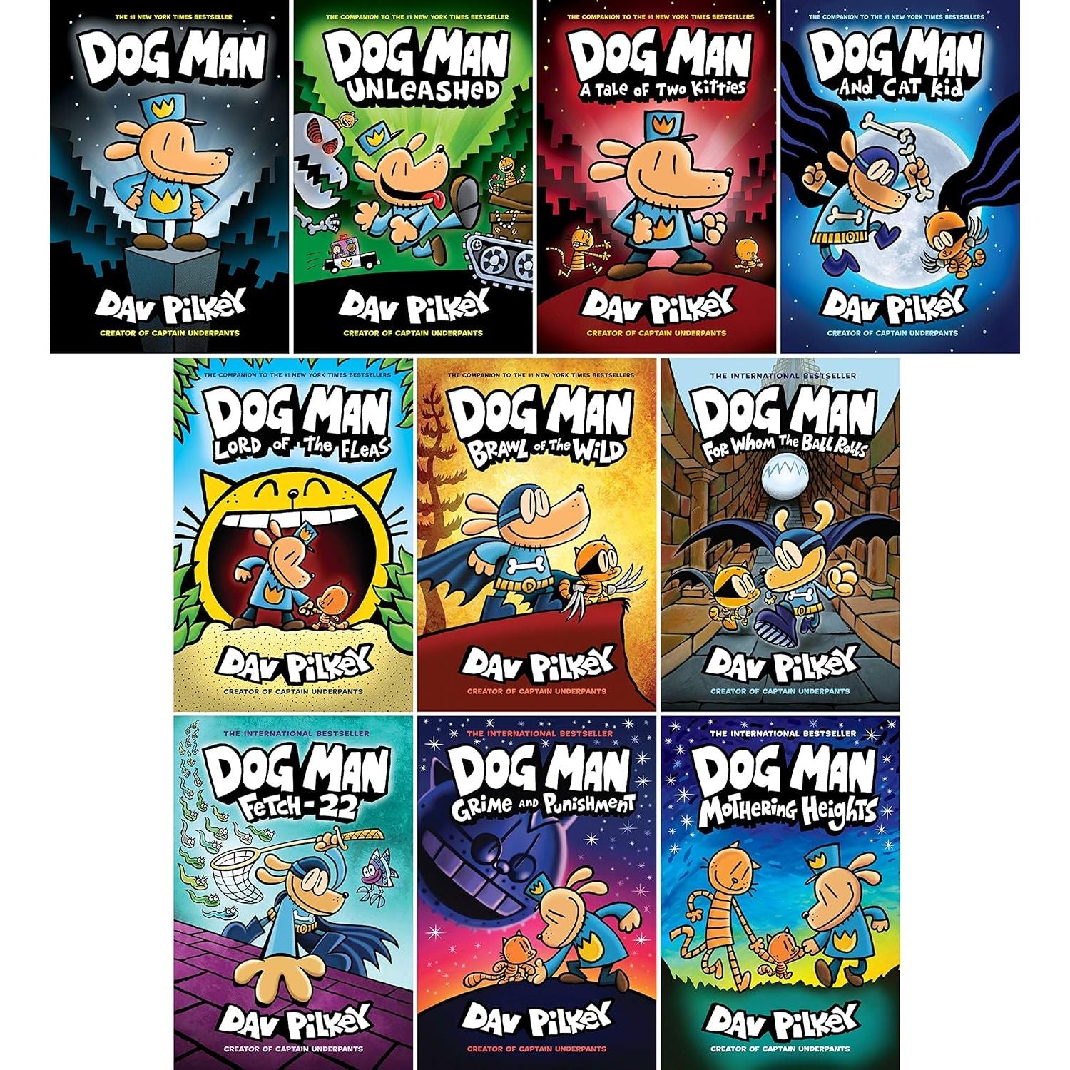 Dog Man books series 10 books Collection Set by Dav Pilkey